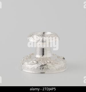 Salt barrel with driven fish, shells and marine animals. Silver pulley ...