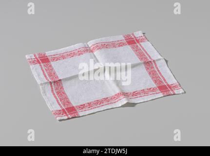 Cotton damask finger cloth with rose pattern and trimmed with a red ...