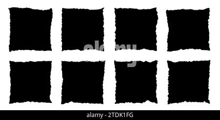 Rough edge rectangle shape collage. Paper torn, jagged edge rectangle ...