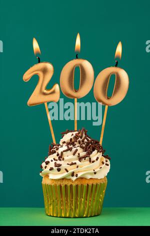 Green birthday candle - Candle number 200 Stock Photo - Alamy