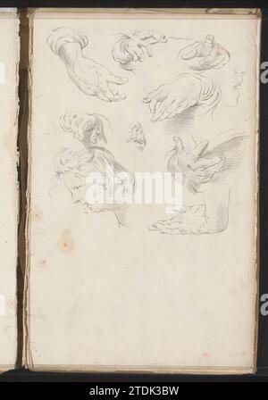 Sheet 1 recto from a sketchbook with 63 sheets, Horses, men's heads and ...