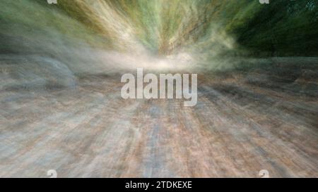 The abstract of autumn trees created by intentional camera movement ...