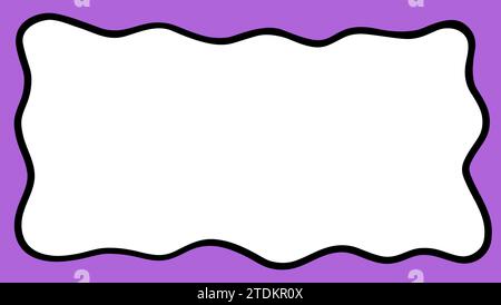 Groovy scalloped frame in hippie style. Psychedelic retro border. Funky ...