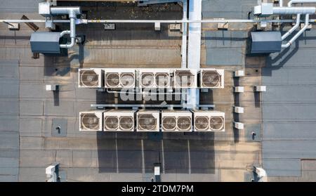 air ventilation flow system on the roof of the building. vent pipe fan ...