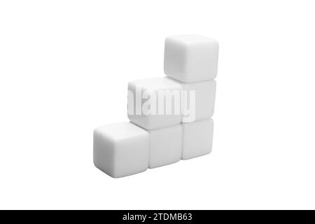Closeup view of small cubes with stairs pattern isolated over white ...