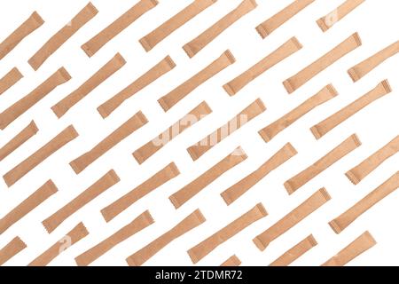 pattern of sugar sticks, sugar in paper kraft packaging, mock up for ...