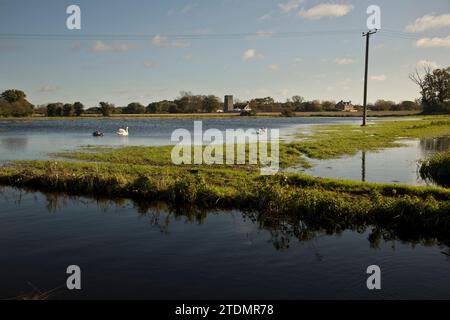 November 15th 2023. Potter Heigham, Norfolk, UK. Flooded land on the ...