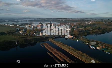 November 12th 2023. Potter Heigham, Norfolk, UK. Aerial view of flooded ...