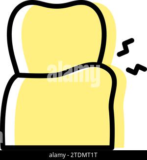 Dental: image icon of toothache, swollen gums, simple line drawing ...