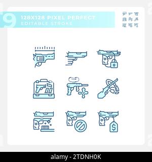 2D pixel perfect blue weapons icons set Stock Vector Image & Art - Alamy