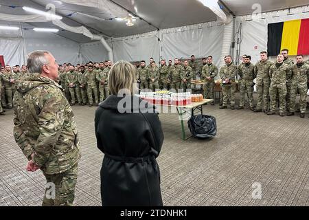 Rukla, Lithuania. 19th Dec, 2023. Defence minister Ludivine Dedonder ...