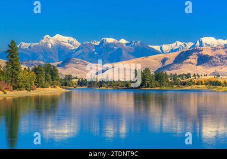 flathead river in autumn below the mission mountains near dixon ...