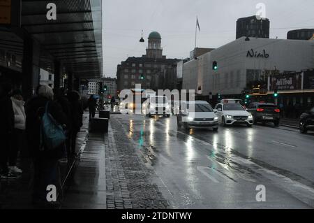Copenhagen, Denmark /19 December 2023/.Weather rain fall in danish ...