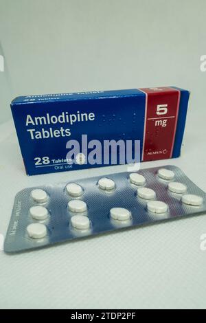 Calcium-channel blocker tablets. Blister pack of Nifelat, a calcium ...