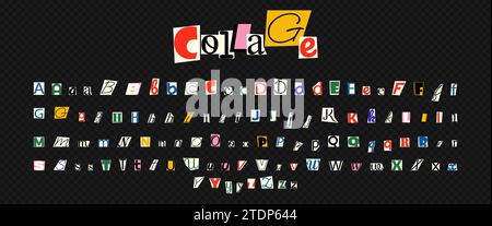 Cut out newspaper letters for criminal anonymous message. Collection of ...