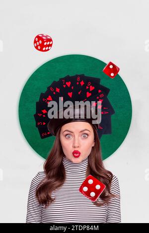 Photo of impressed funny young lady wear plaid shirt pointing fingers ...