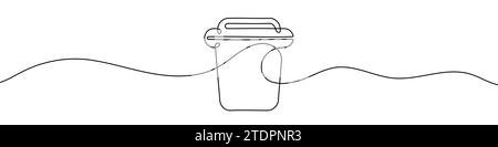Continuous editable line drawing of trash can. Single line trash can ...