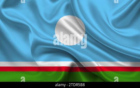 High detailed flag of Sakha Republic. National Sakha Republic flag. 3D ...
