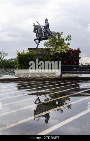 indian warrior maharana pratap statue at day from flat angle image is ...