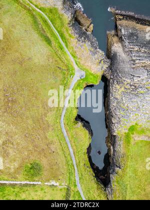 Aerial view of Blowholes on Raghly Loop Trail, Ballymulderry, Sligo ...