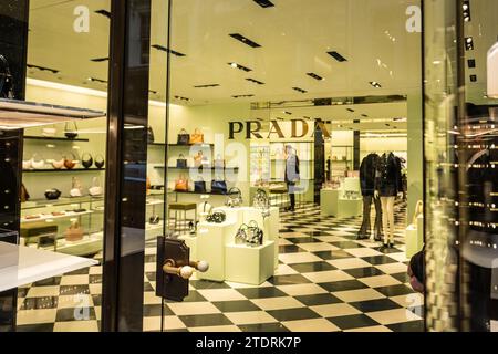 LONDON- DECEMBER 14, 2023: Prada store on Bond Street, Italian luxury ...