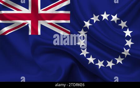 High detailed flag of Cook Islands. National Cook Islands flag. 3D ...