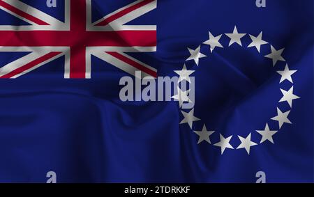 High detailed flag of Cook Islands. National Cook Islands flag. 3D ...