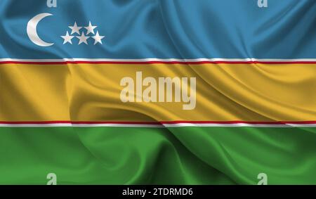 High detailed flag of Karakalpakstan. National Karakalpakstan flag. 3D ...