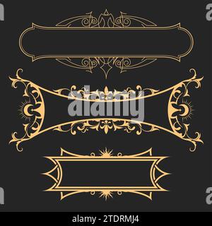 Mystic style banner with ornamental border, tarot cards style frame ...
