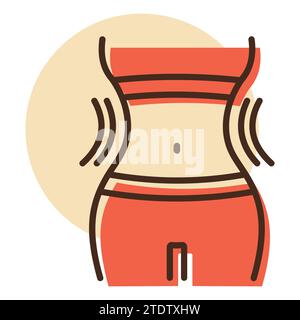 Weight loss icon with woman's waist. Slim female body sign. Graph ...