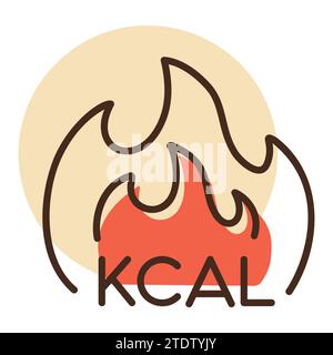 Energy fat burn kcal fire icon. Kilocalorie hot logo vector weight ...