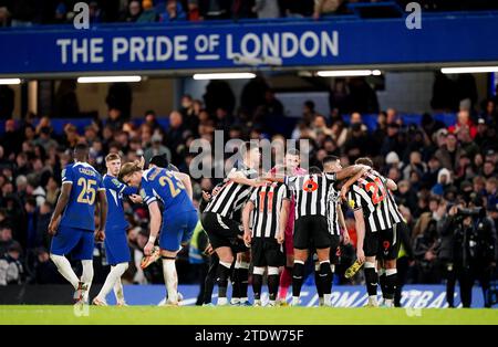 Newcastle United players huddle ahead of the Premier League match at ...