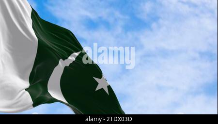 National flag of Pakistan: crescent moon and star on green background ...