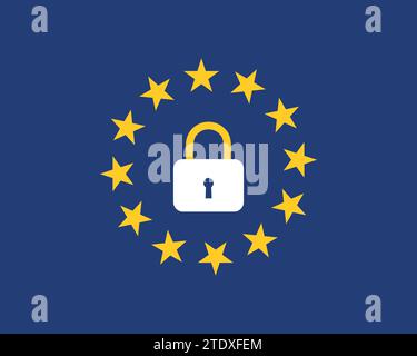 European union flag with a lock symbol vector illustration Stock Vector ...