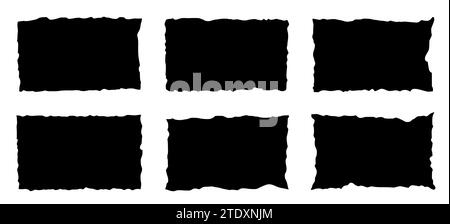 Jagged rectangle. Black simple shape. Rectangle paper template jagged ...