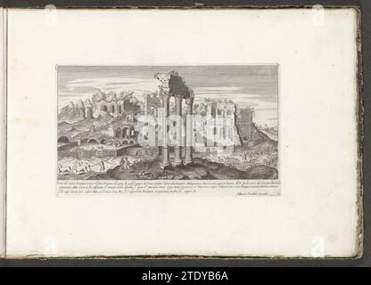 View of the ruins of the temple of Jupiter Stator, the amphitheater of ...