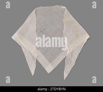 Fichu, triangular, of linen with a woven red straw pattern, anonymous ...
