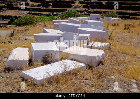 Marble carved stones at Museum of Marble Crafts on Tinos island Stock ...