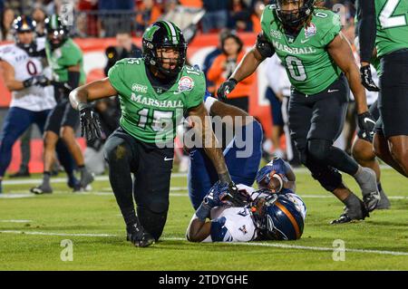 Marshall defensive lineman Mike Green speaks during a press conference at the NFL football ...