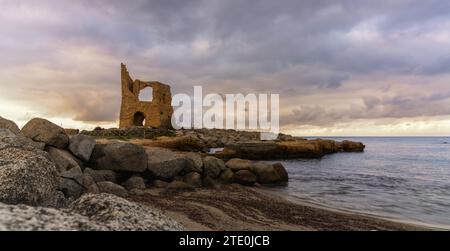 The ruins of the La Rocchetta watchtower near Briatico in Calabria ...