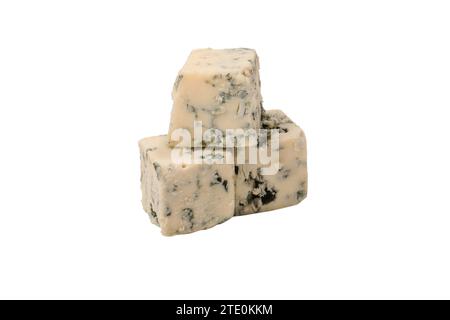 blue cheese cubes isolated on white background Stock Photo - Alamy