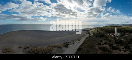 Drone landscape view of Punta Alice beach and lighthouse in Calabria ...