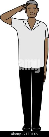 African senior man making a salute, Vector Illustration Stock Vector ...