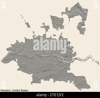 Topographic exaggerated relief map of HOUSTON, TEXAS Stock Vector Image ...