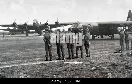 OPERATION MARKET GARDEN 1944. Ground staff wave goodbye to a Short ...