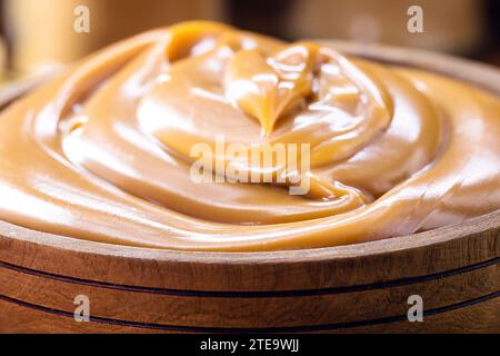 bowl of dulce de leche or homemade sweet caramel, called Dulce de lethe ...