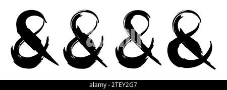Handdrawn ampersand symbols set, hand painted with ink brush. Vector ...