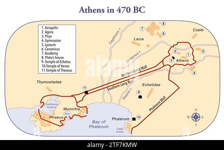 Map of the capital city Athens with main streets, rivers, lakes, urban ...