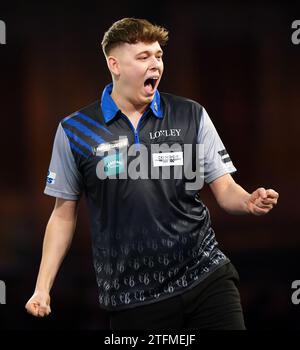 Owen Bates in action against Steve Lennon (not pictured) on day six of ...