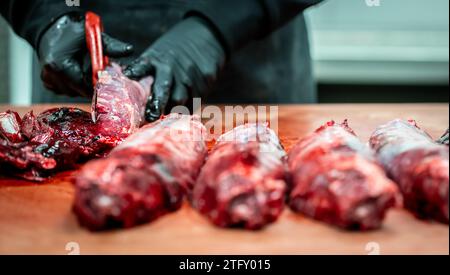 ROTTERDAM - Employees of a poulterer process orders the day before ...